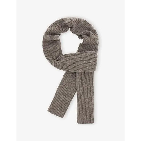 Boggi Milano Ribbed Cashmere Scarf - Taupe