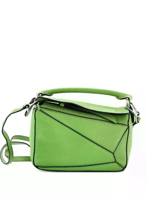 Loewe Puzzle Leather Mini Crossbody Bag - Green