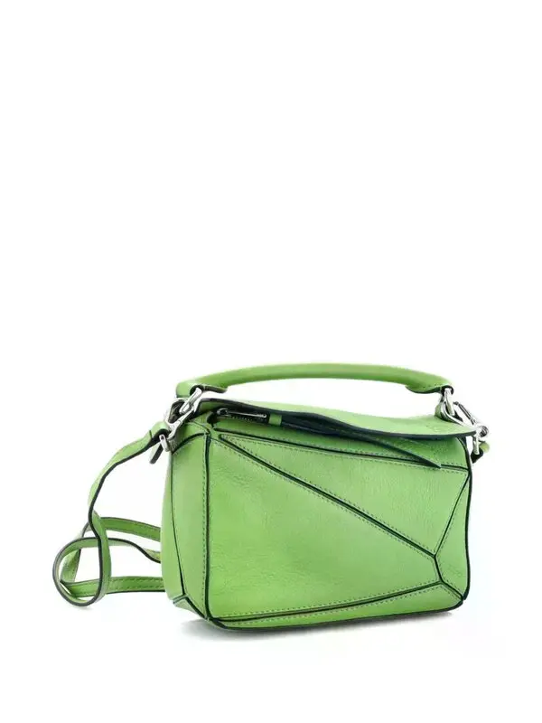 Loewe Puzzle Leather Mini Crossbody Bag - Green