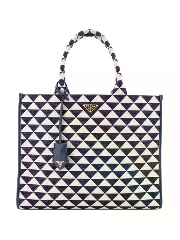 Prada Symbole Shopper Large Tote Bag Jacquard - Blue