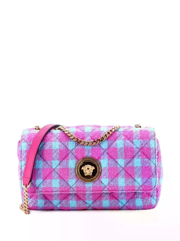 Versace Medusa Icon Chain Flap Bag Quilted Tweed - Pink