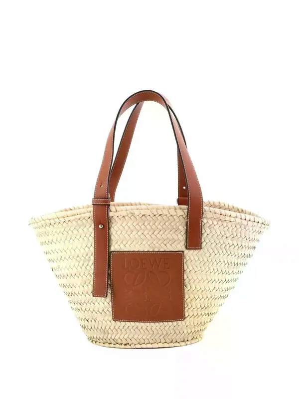 Loewe Basket Raffia Medium Tote Bag - Brown