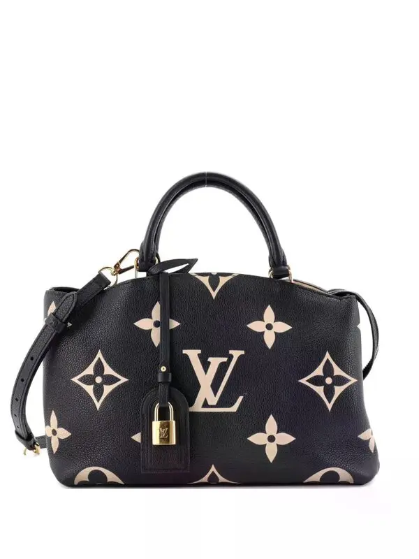 LOUIS VUITTON Petit Palais Handbag Bicolor Monogram Empreinte Giant Satchel - Black