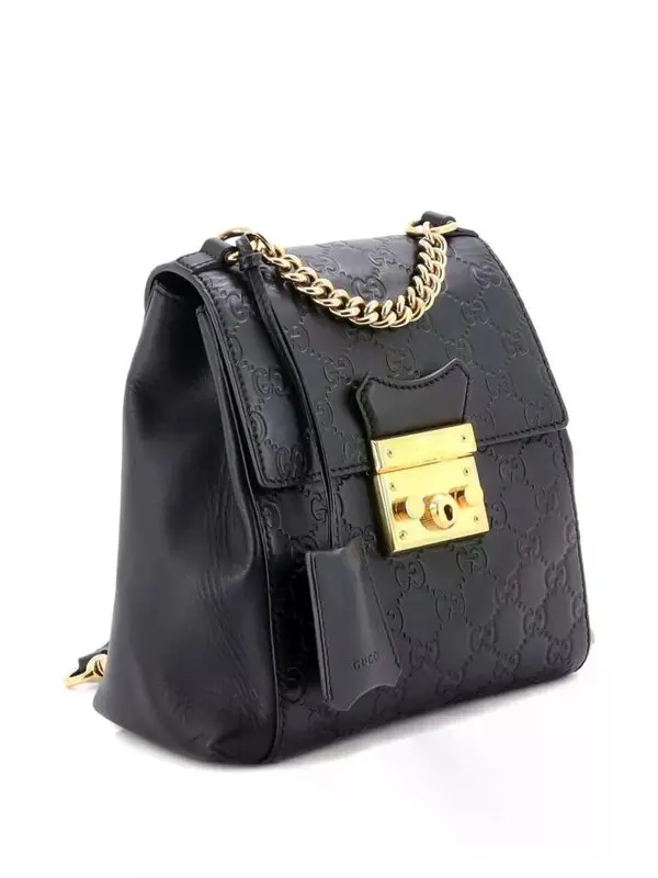 Gucci Padlock Sissima Leather Mini Backpack - Black