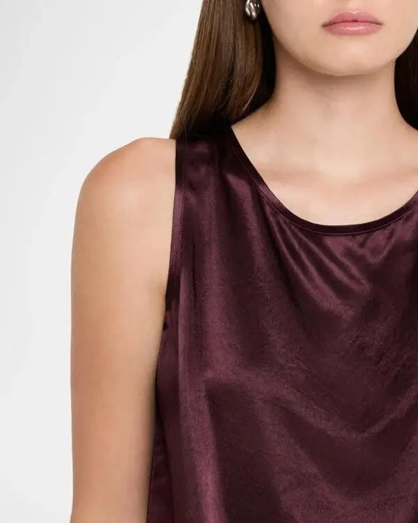 Eileen Fisher Scoop-neck Textured Satin Tank Top