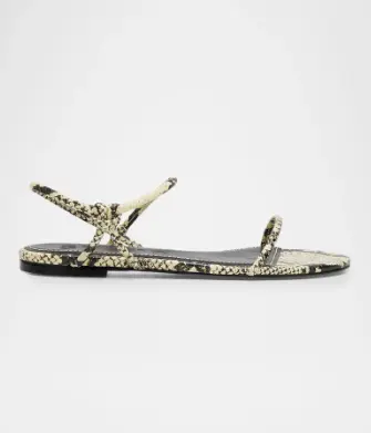 Staud Laurel Snake-embossed Flat Sandals - White Snak
