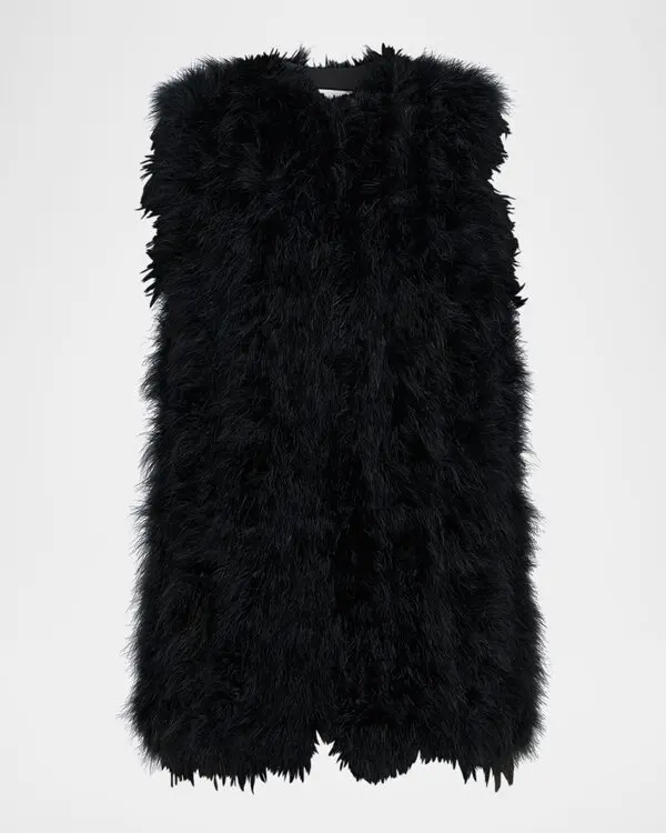 YVES SALOMON Cropped Feather Gilet