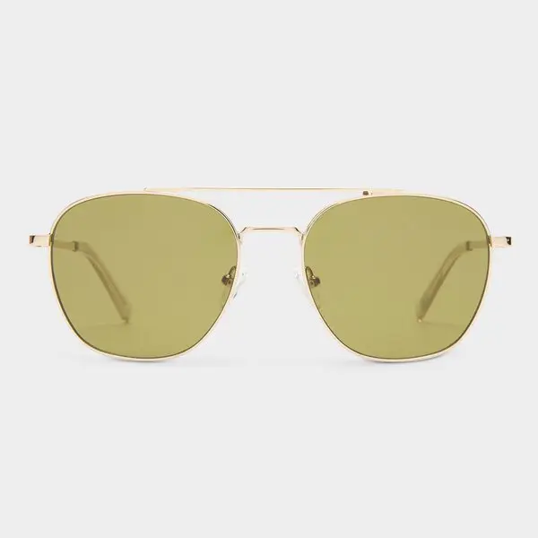 Le Specs Metaphor | Mono Aviator Sunglasses - Gold Olive