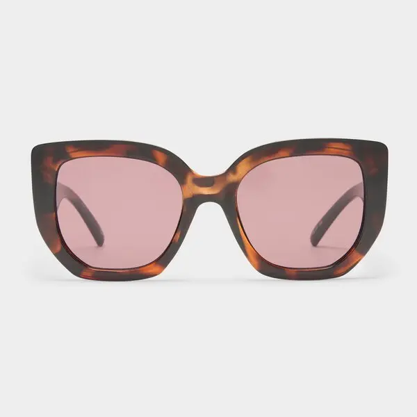 Le Specs Euphoria Square Frame Sunglasses - Super Dark Tort