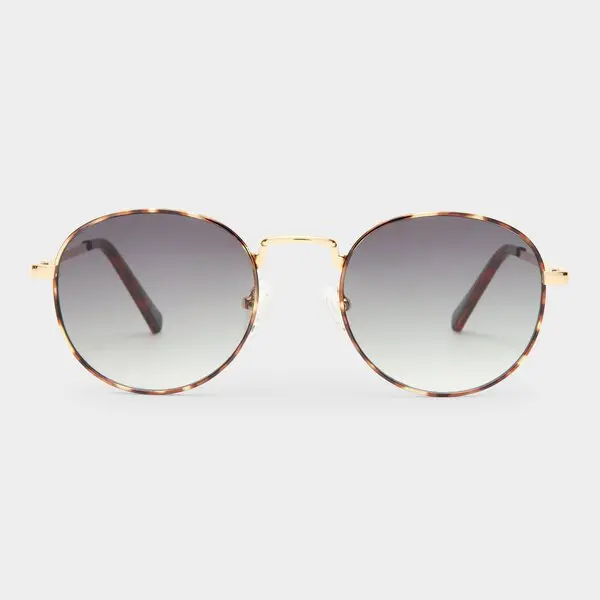 Le Specs Lost Legacy Round Sunglasses - Gold And Tort