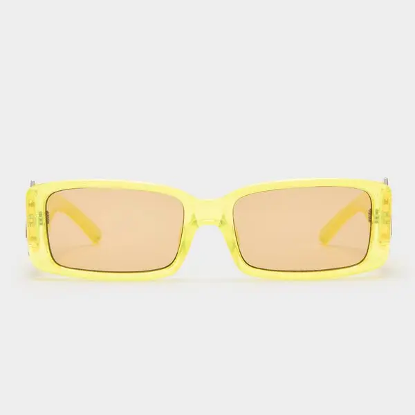 Le Specs Cruel Intentions Rectangle Sunglasses - Hyper Yellow