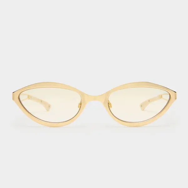 Le Specs Glitch Metal Rimmed Sunglasses - Bright Gold