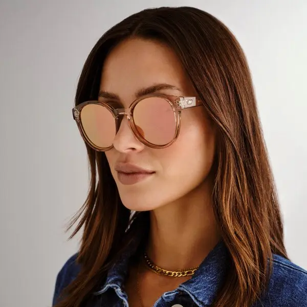 Le Specs Paramount Round Frame Sunglasses - Tan