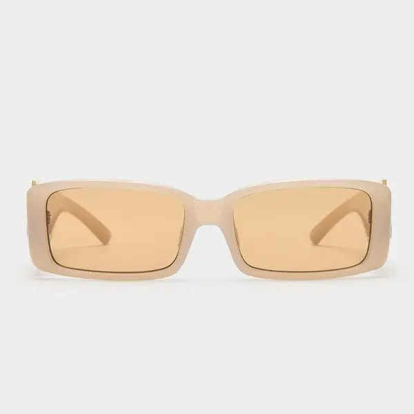 Le Specs Cruel Intentions Rectangle Sunglasses - Oatmeal