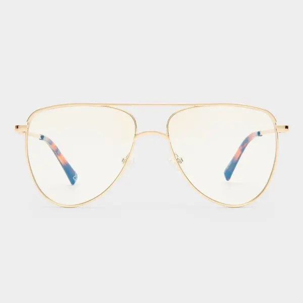 Le Specs The Duke Aviator Glasses - Gold Blue