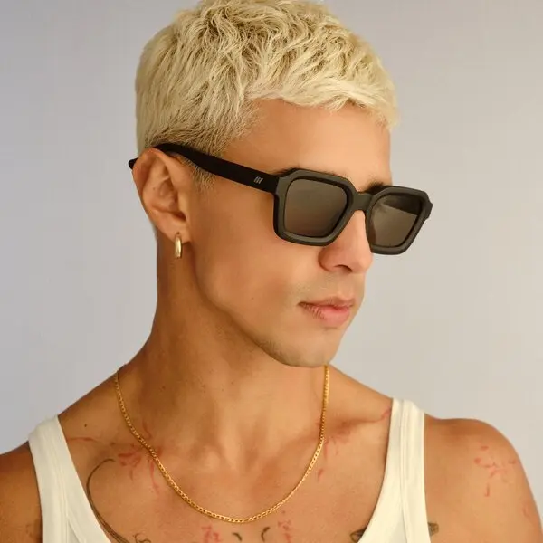 Le Specs Impossible Rectangle Sunglasses - Matte Black