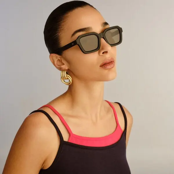 Le Specs Impossible Rectangle Sunglasses - Matte Black