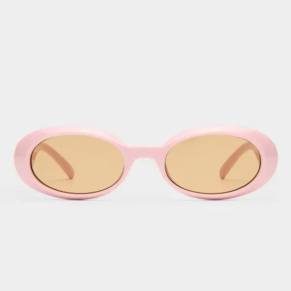 Le Specs Work It! Oval Sunglasses - Pink Putty