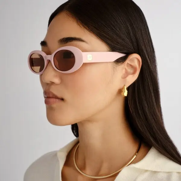 Le Specs Work It! Oval Sunglasses - Pink Putty