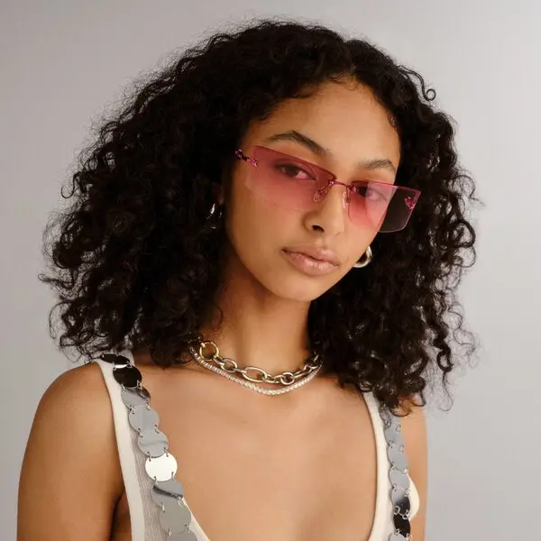 Le Specs Alien Rectangle Sunglasses - Pink Chrome