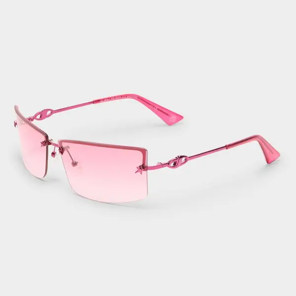 Le Specs Alien Rectangle Sunglasses - Pink Chrome
