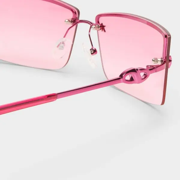 Le Specs Alien Rectangle Sunglasses - Pink Chrome