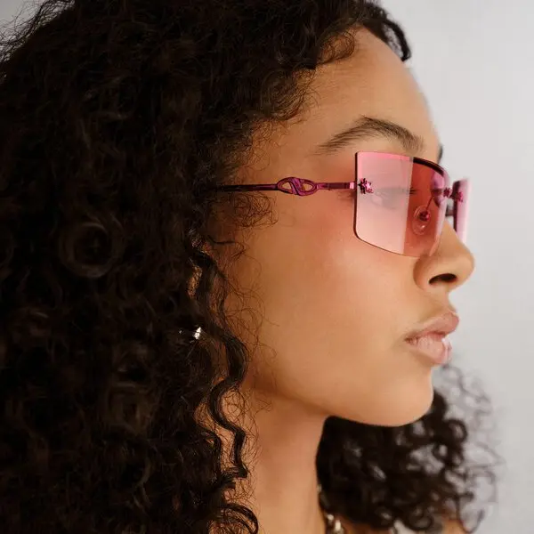 Le Specs Alien Rectangle Sunglasses - Pink Chrome