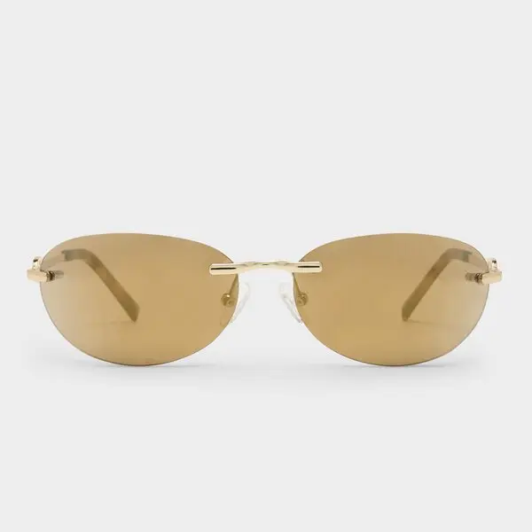 Le Specs Slinky Rimless Sunglasses - Gold