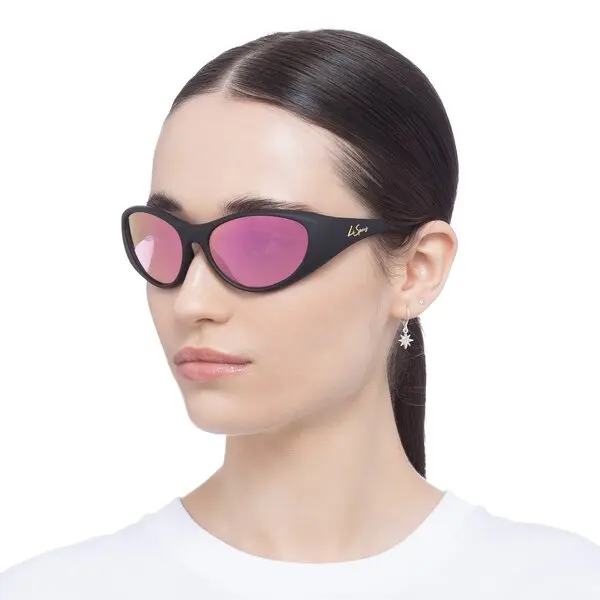 Le Specs Dotcom Sunglasses - Matte Black Pink