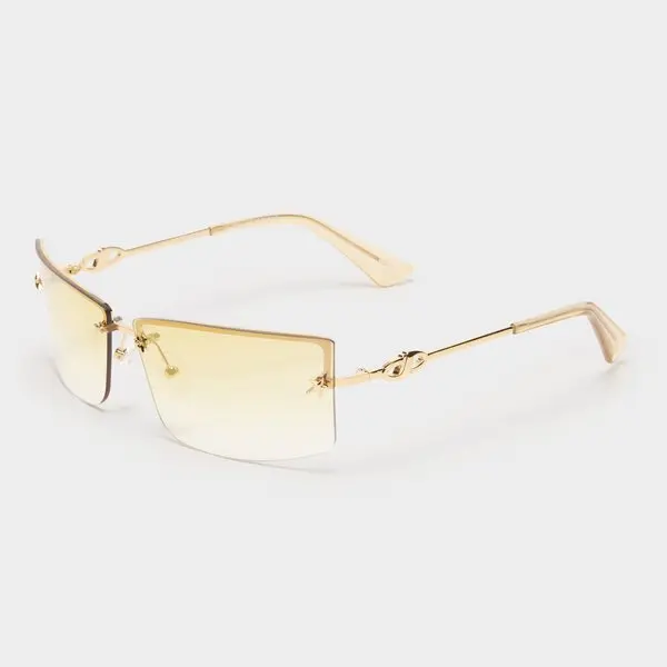 Le Specs Alien Rectangle Sunglasses - Gold