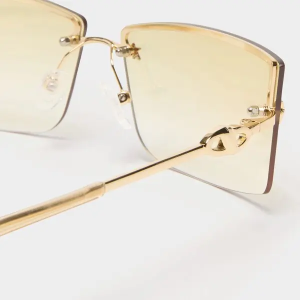 Le Specs Alien Rectangle Sunglasses - Gold