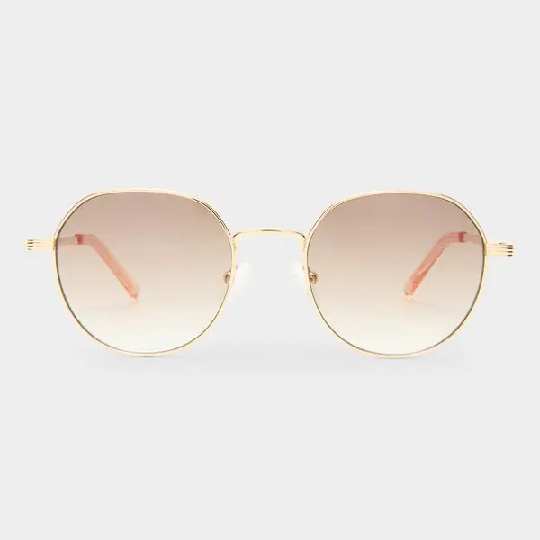 Le Specs Odyssey Round Frame Sunglasses - Bright Gold