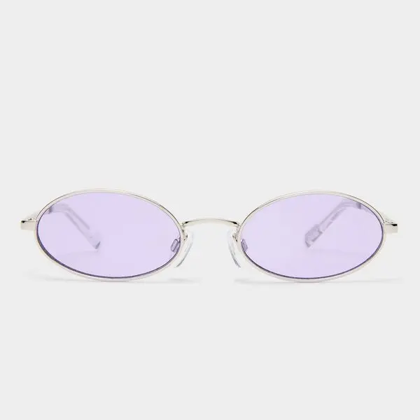 Le Specs Love Train Oval Sunglasses - Silver Lilac