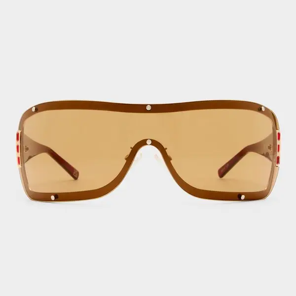 Le Specs Veiled Shield Sunglasses - Bright Gold And Vermilion