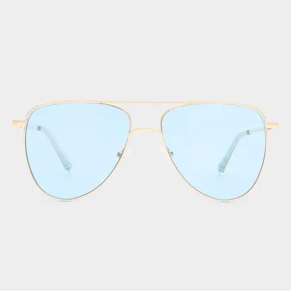 Le Specs The Duke Aviator Sunglasses - Gold Sky Blue