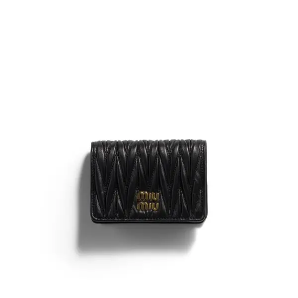 Miu Miu Small Matelassé Nappa Leather Wallet - Black