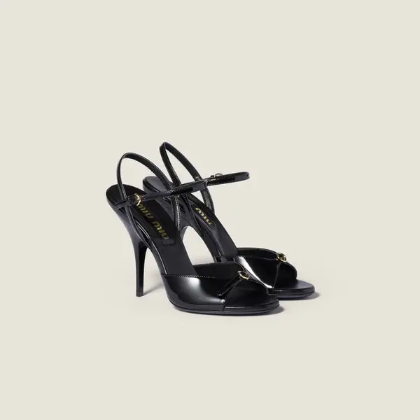 Miu Miu Patent Leather Sandals With Buckles - Black