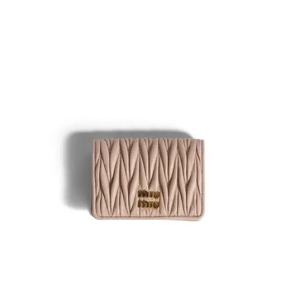 Miu Miu Small Matelassé Nappa Leather Wallet - Powder Pink