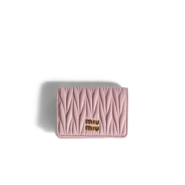 Miu Miu Small Matelassé Nappa Leather Wallet - Alabaster Pink