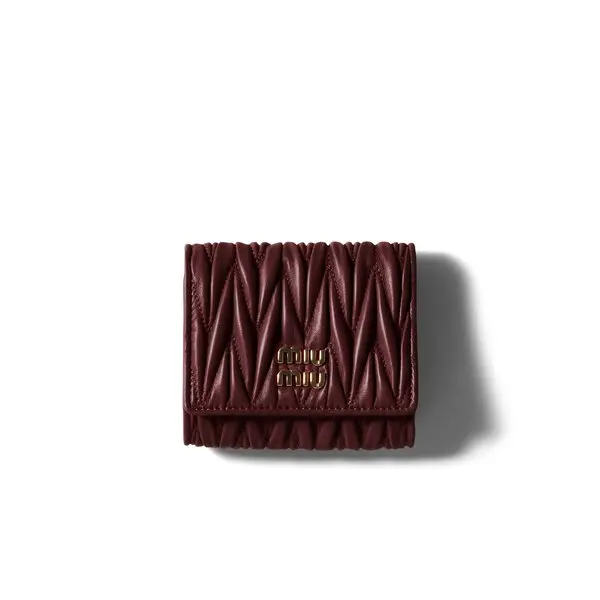 Miu Miu Small Matelassé Nappa Leather Wallet - Burgundy