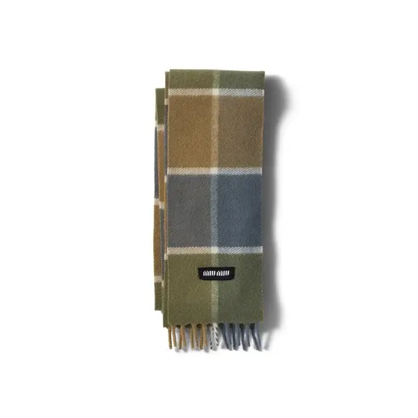 Miu Miu Wool And Cashmere Scarf - Camel/aviator Blue