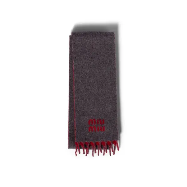 Miu Miu Cashmere Scarf - Grey/red