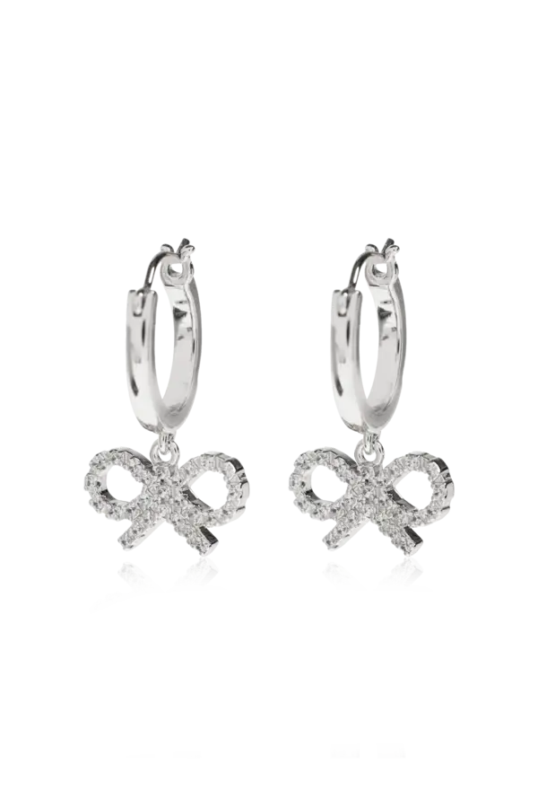 SELF-PORTRAIT Earrings With Crystal Bows - Silver