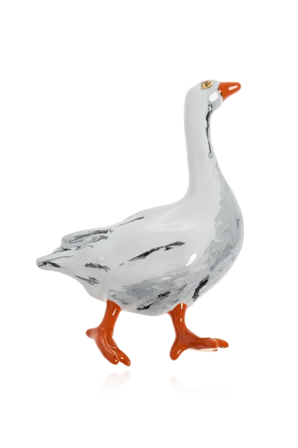 Moschino Goose Motif Brooch - Silver