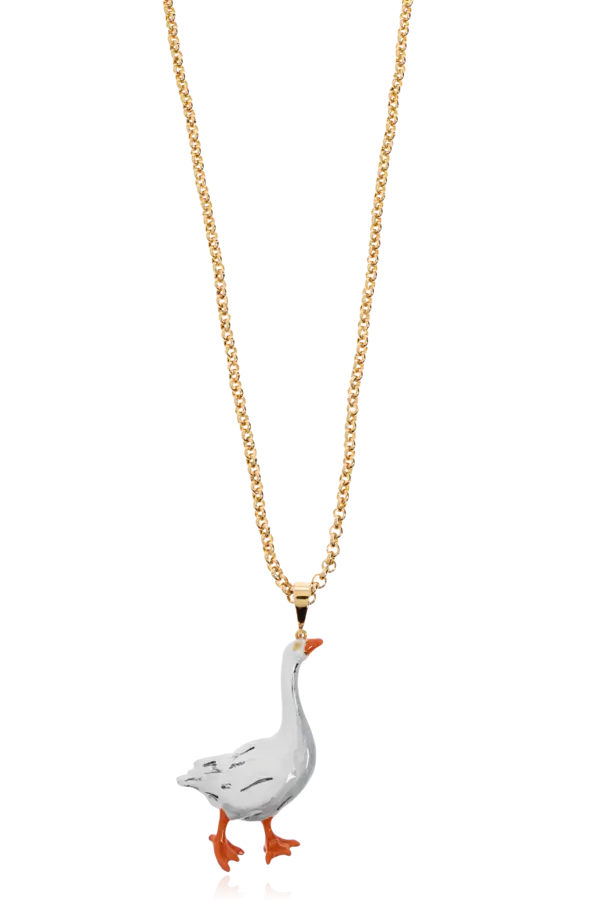 Moschino Necklace With Goose Pendant - Gold