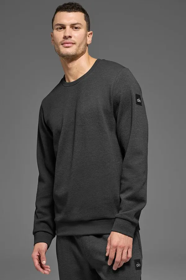 Alo Yoga Waffle Lounge Long Sleeve Crewneck Top - Anthracite