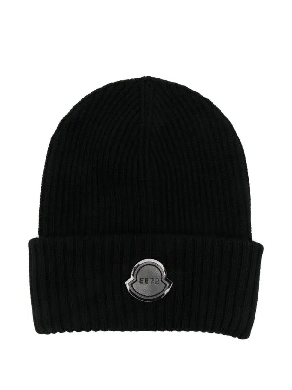 Moncler Logo Wool Beanie - Black