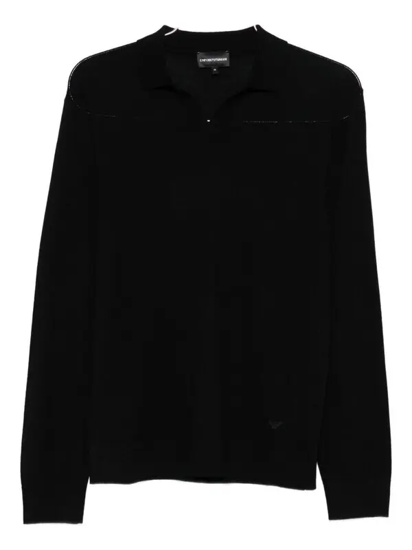 Emporio Armani Wool Polo Shirt - Black