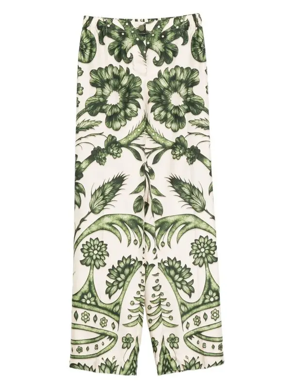 F.R.S FOR RESTLESS SLEEPERS Printed Silk Trousers - Green