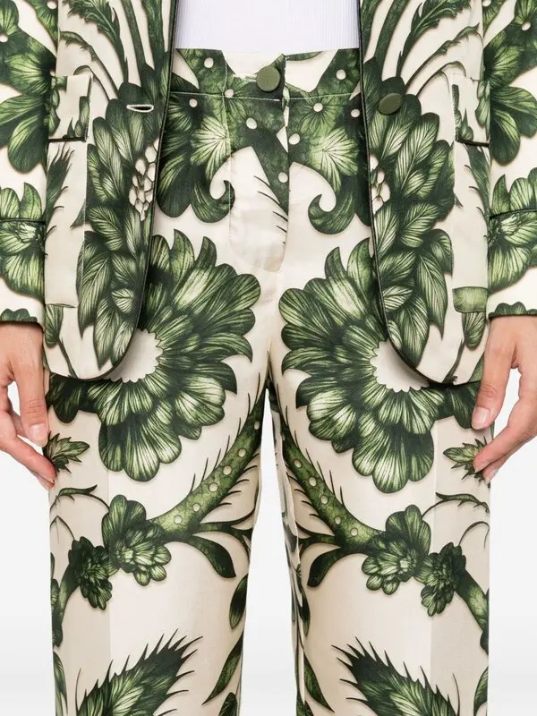 F.R.S FOR RESTLESS SLEEPERS Printed Silk Trousers - Green
